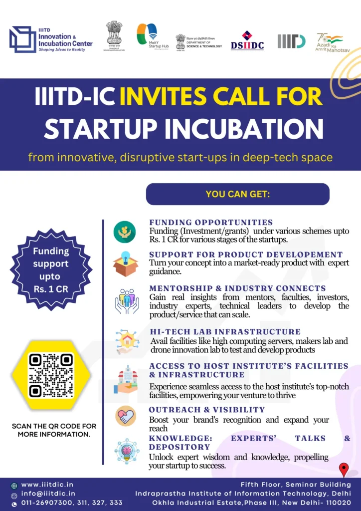 PHYSICAL INCUBATION – IIITD Innovation & Incubation Center